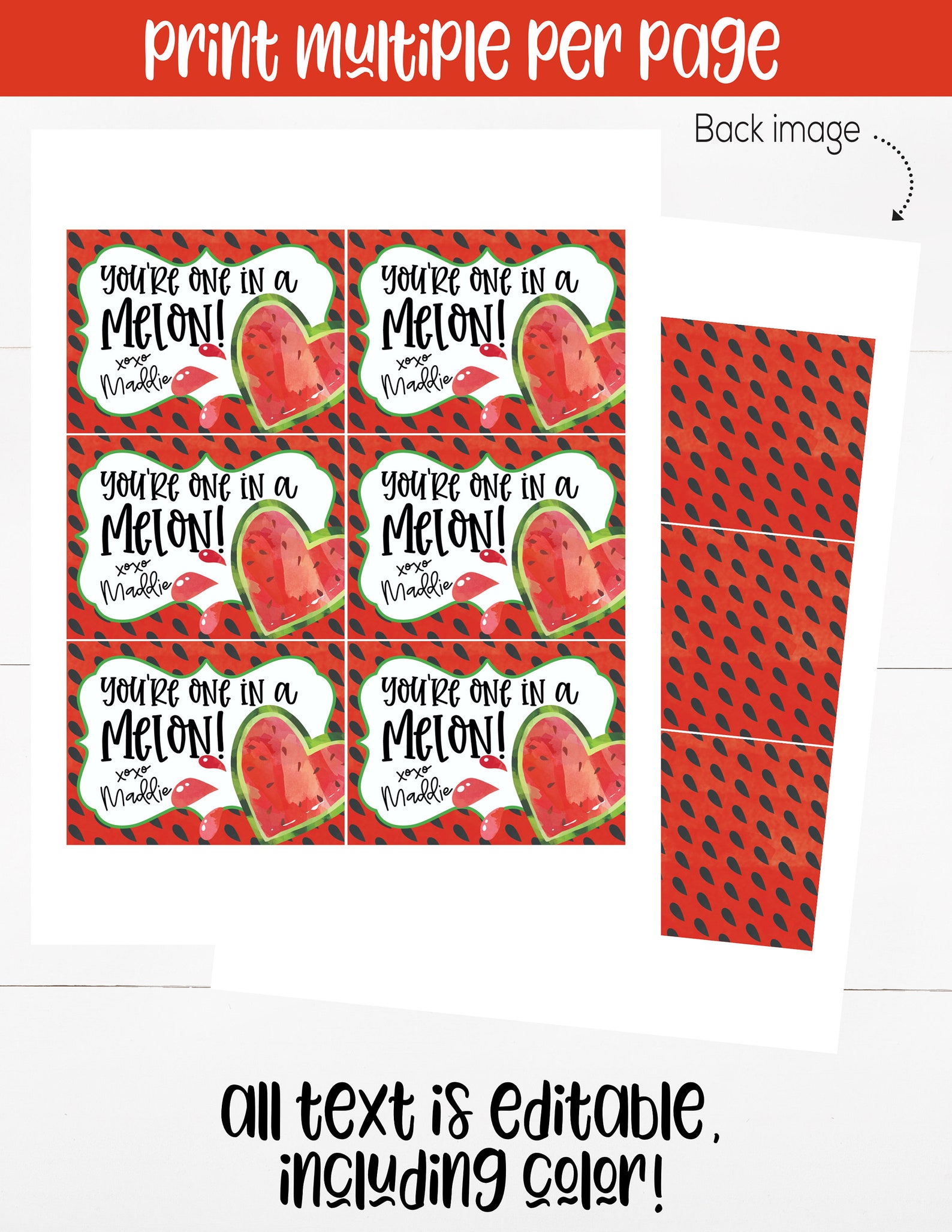 Watermelon Printable Valentine Card, Kids Valentines Day Card, School ...