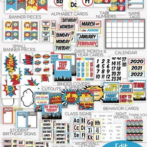 Superhero Classroom Calendar Set Printable, Superhero Theme, Teacher ...