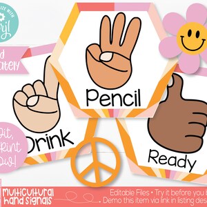 Retro Groovy Theme Classroom Desk Name Tags Printable, Teacher Supply ...