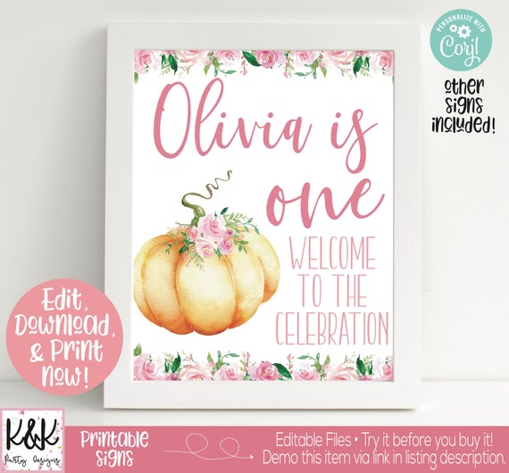 Pumpkin Party Signs, Pumpkin Welcome Signs, Our Little Pumpkin, Pumpkin ...