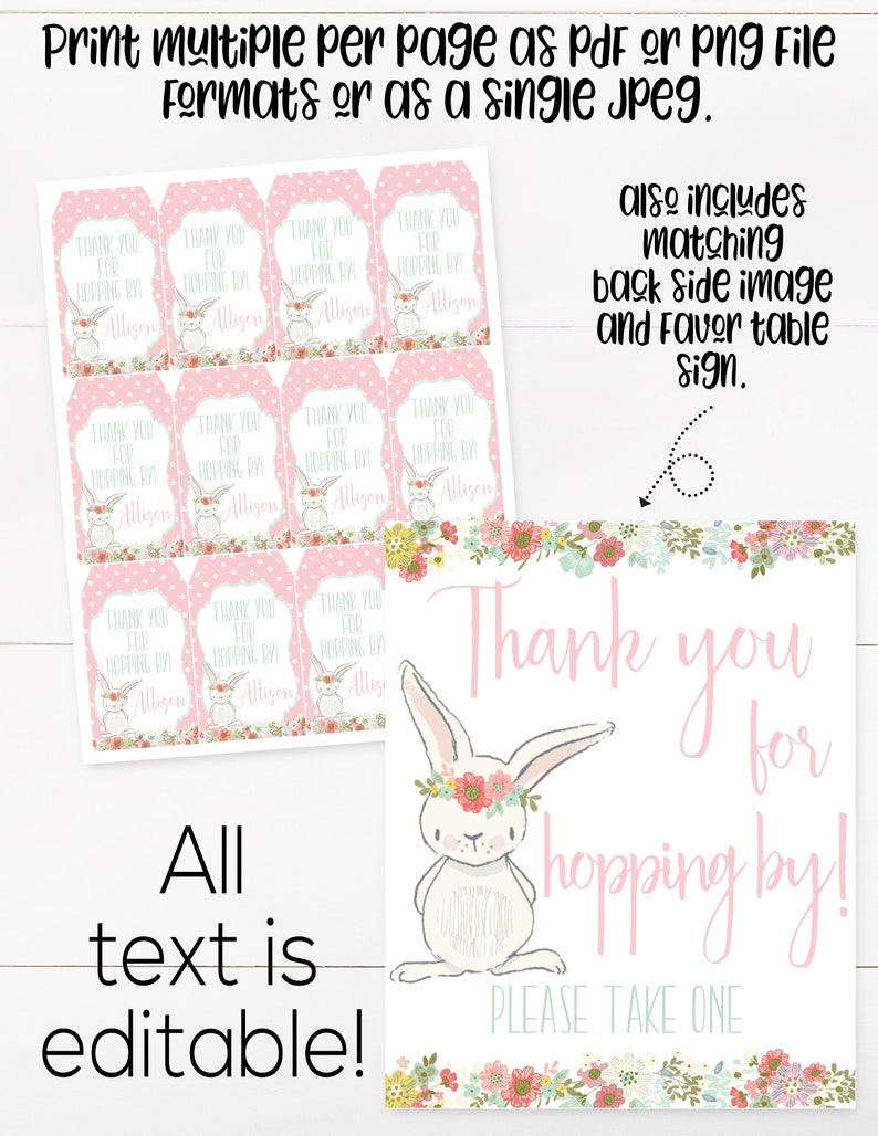 Bunny Favor Tag Some Bunny is One Bunny Birthday Party - Etsy