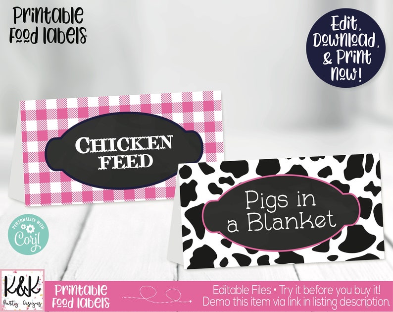 Farm Food Labels Barnyard Food Labels Farm Buffet Cards - Etsy