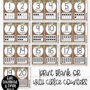 Camping Theme Classroom Editable Number Card Posters Printable, Teacher ...