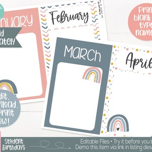 Boho Rainbow Classroom Theme Supplies and Decorations Printable, Boho ...