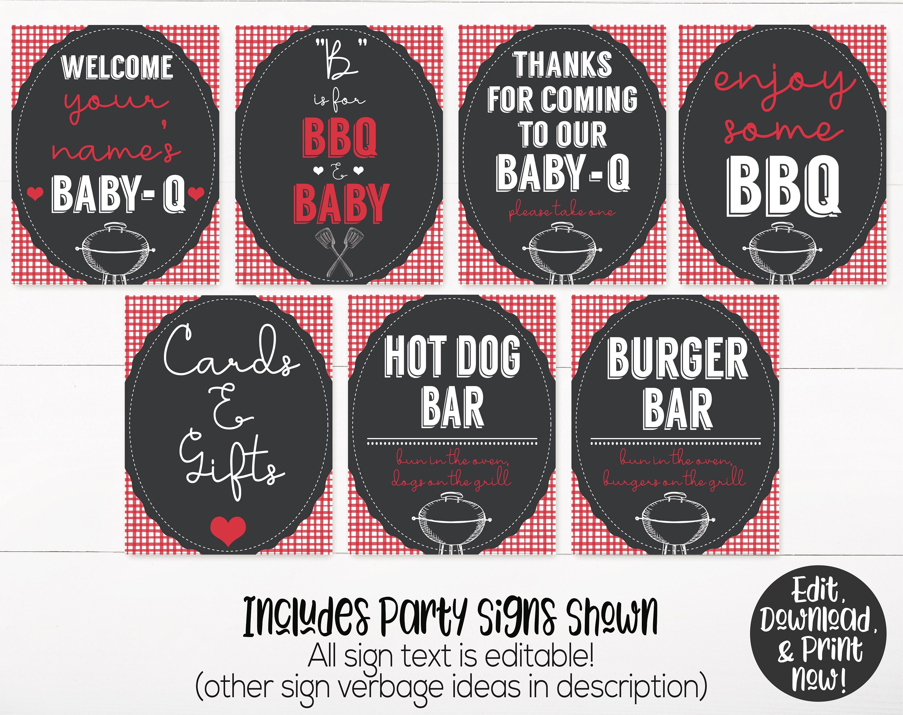 Baby Q Baby Shower Signs, Baby Q Party Signs, Baby Q Welcome Sign ...