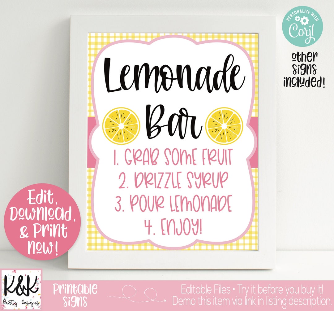 Pink Lemonade Birthday Party Decorations, Pink Lemonade Party Sign ...