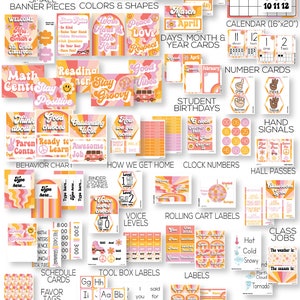 Retro Groovy Classroom Theme Supplies and Decorations Printable, Retro ...