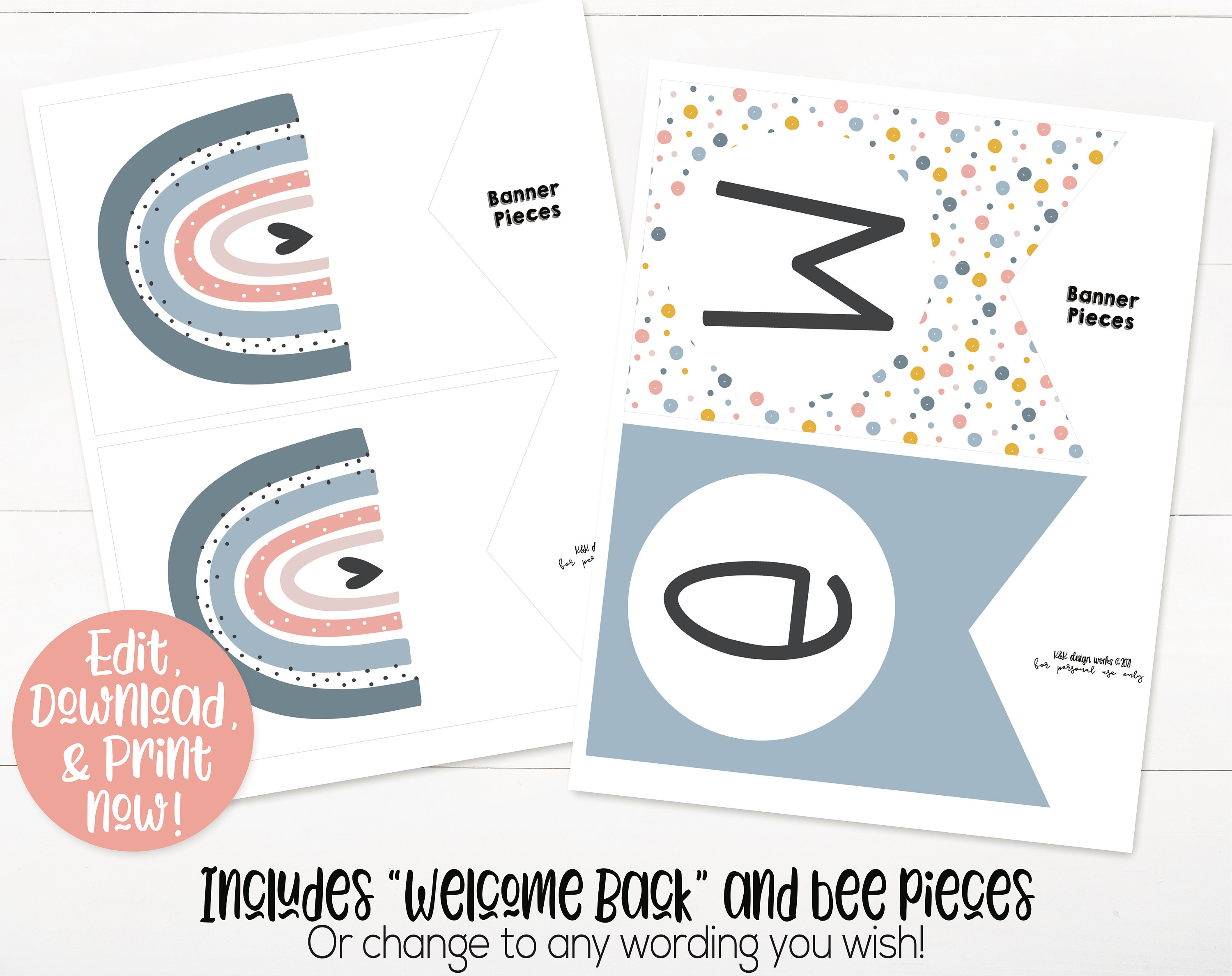 Boho Rainbow Theme Classroom Banner Printable, Teacher Supply ...