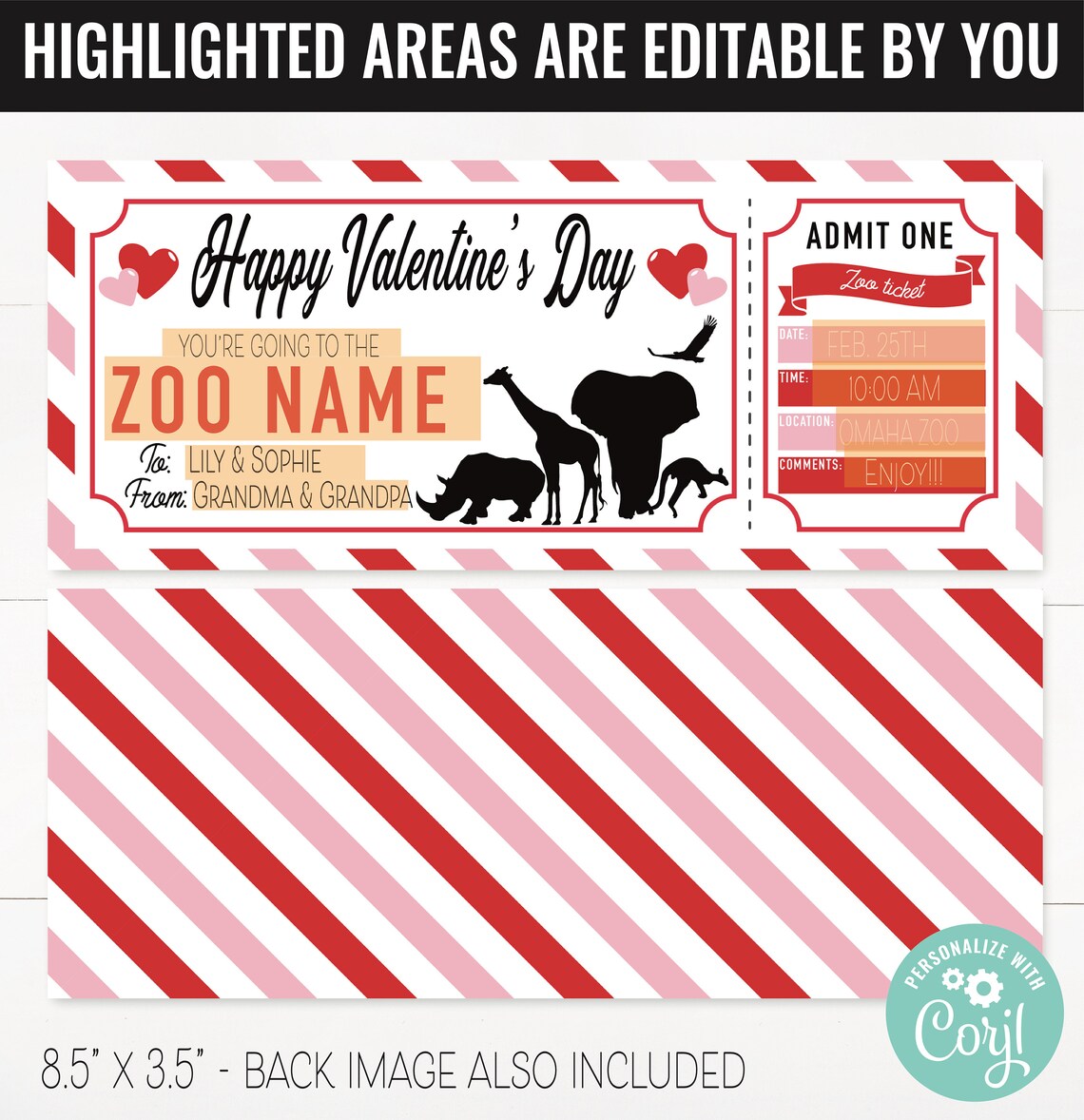 Zoo Ticket Surprise Gift Voucher Zoo Surprise Trip Printable | Etsy