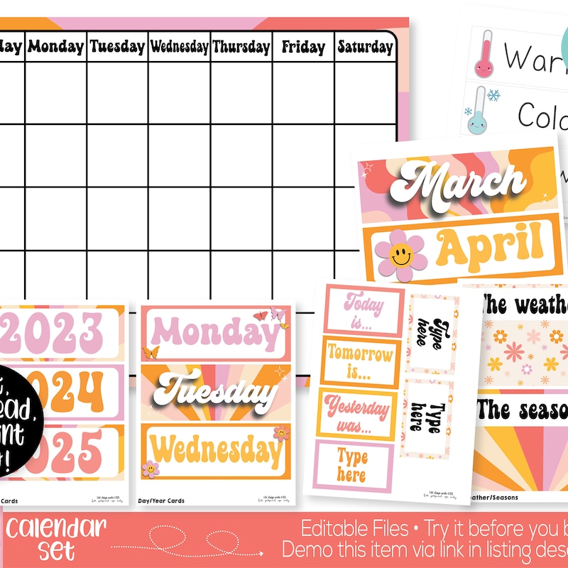 Retro Calendar - Etsy