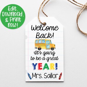 Welcome Back to School Favor Tag, Teacher Favor Tag, Back to School ...