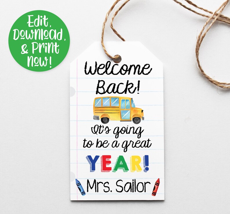 Welcome Back to School Favor Tag Teacher Favor Tag Back to | Etsy