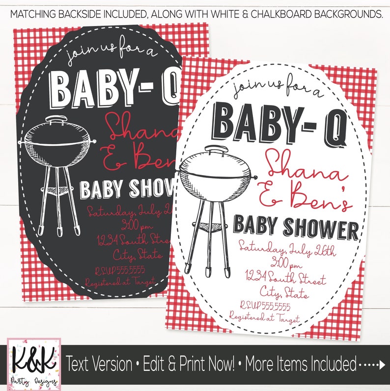 Baby Q Baby Shower Invitation, BBQ Baby Shower Invitation, Couples Baby ...