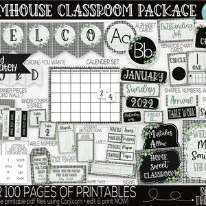 Farmhouse Theme Classroom Desk Name Tags Printable, Teacher Supply ...