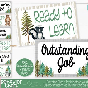 Woodland Forest Theme Classroom Editable Behavior Clip Chart Printable ...