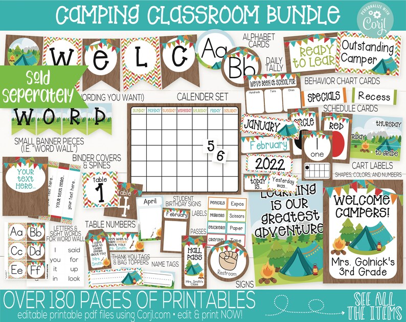 Camping Classroom Birthday Display Printable Camping Forest - Etsy