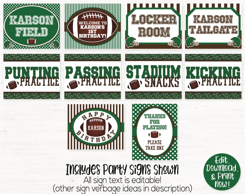 Football Party Signs, Football Welcome Sign, Football Birthday Party ...