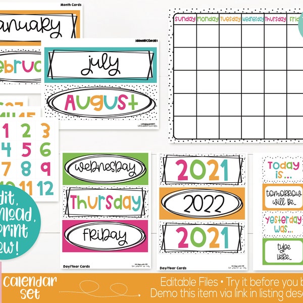 Classroom Calendar Printable - Etsy