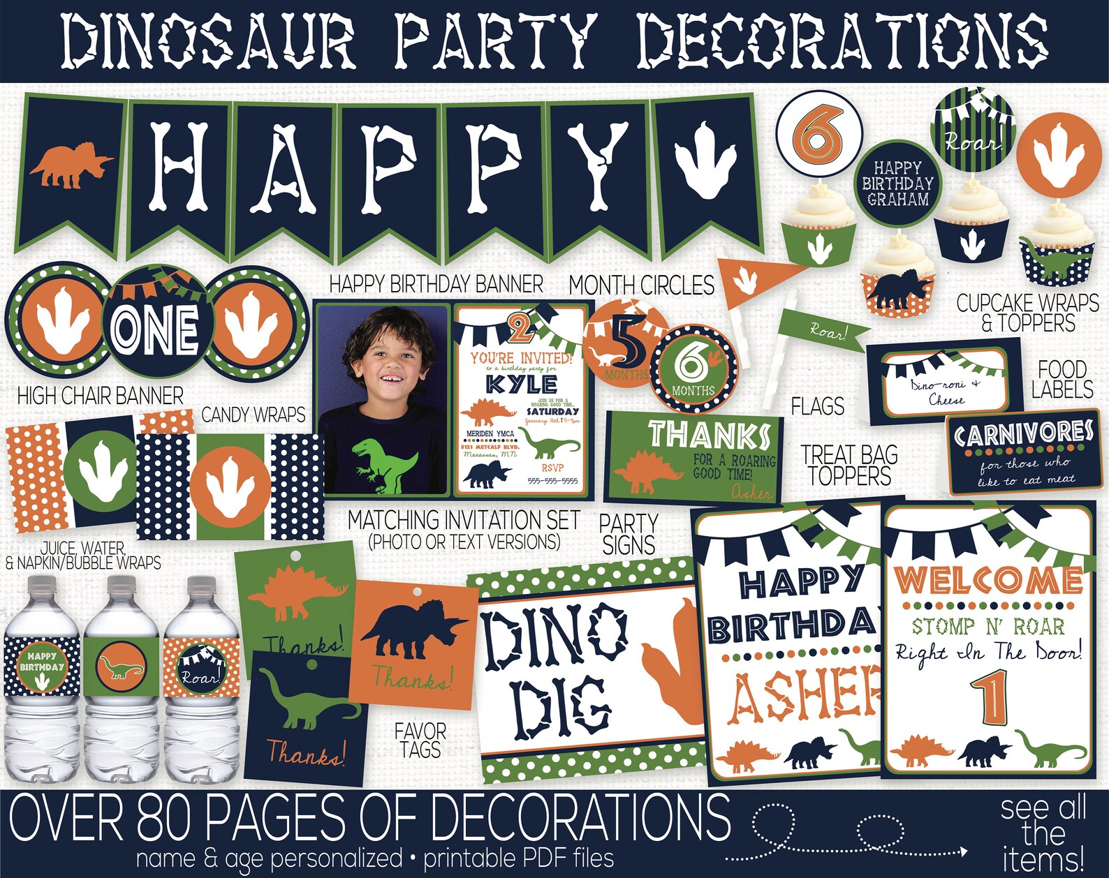 Dinosaur Birthday Party Banner, Dinosaur Birthday Party Decorations ...