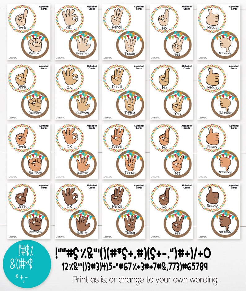 Camping Classroom Multicultural Hand Signals Printable - Etsy
