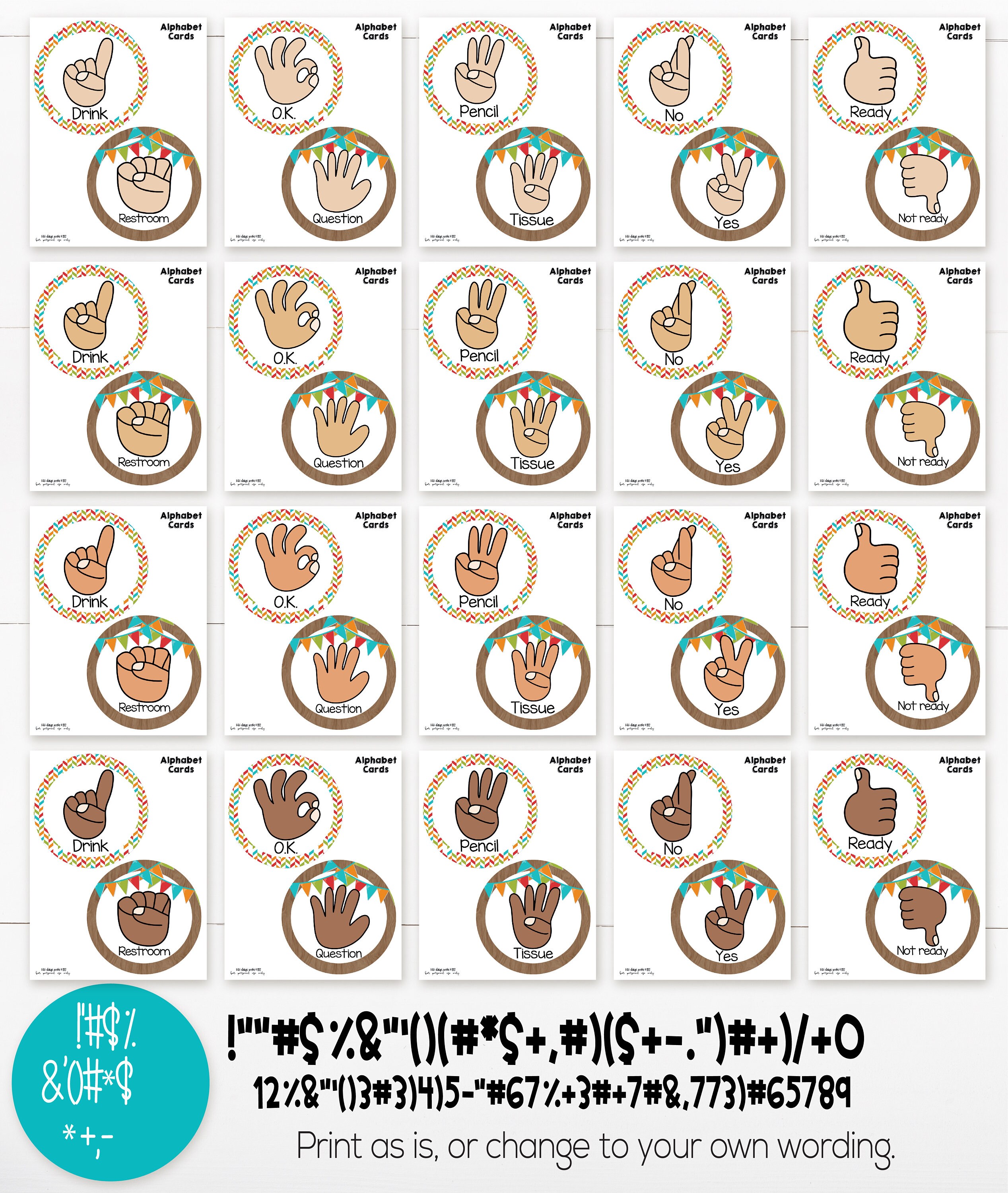 Camping Classroom Multicultural Hand Signals Printable, Camping Forest ...