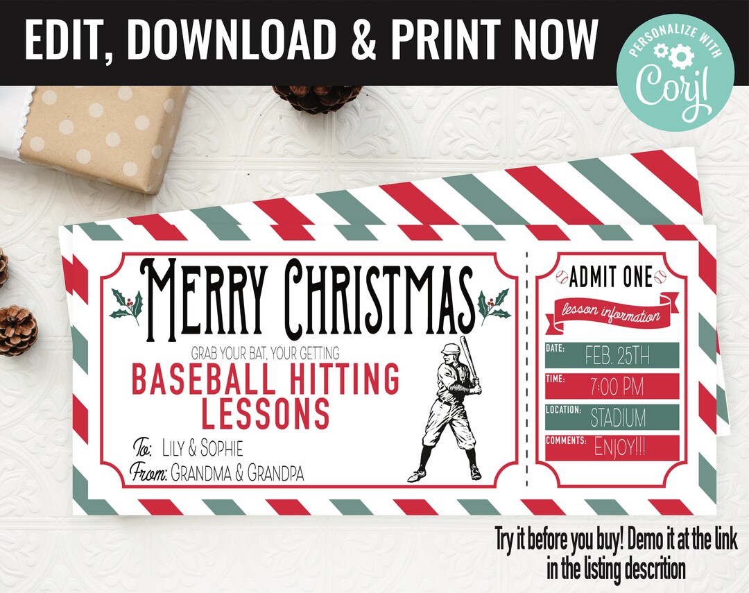 Christmas Baseball Lessons Surprise Gift Voucher, Hitting Lesson ...