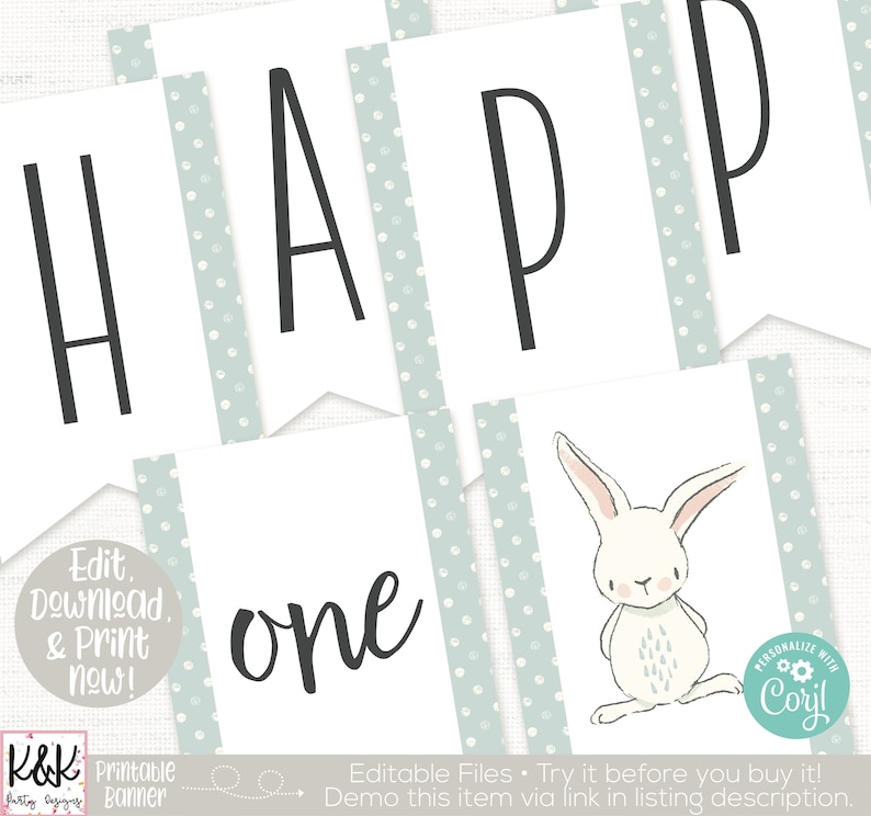 Bunny Birthday Banner Bunny Birthday Party Decor Some Bunny | Etsy