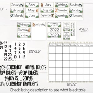 Woodland Classroom Calendar Set Printable, Woodland Forest Theme ...