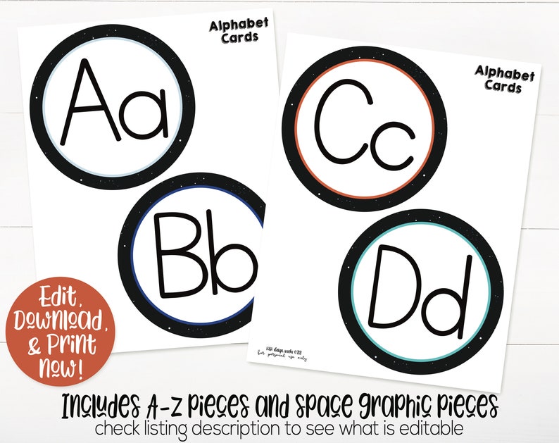 Space Theme Classroom Alphabet Banner Printable Teacher - Etsy