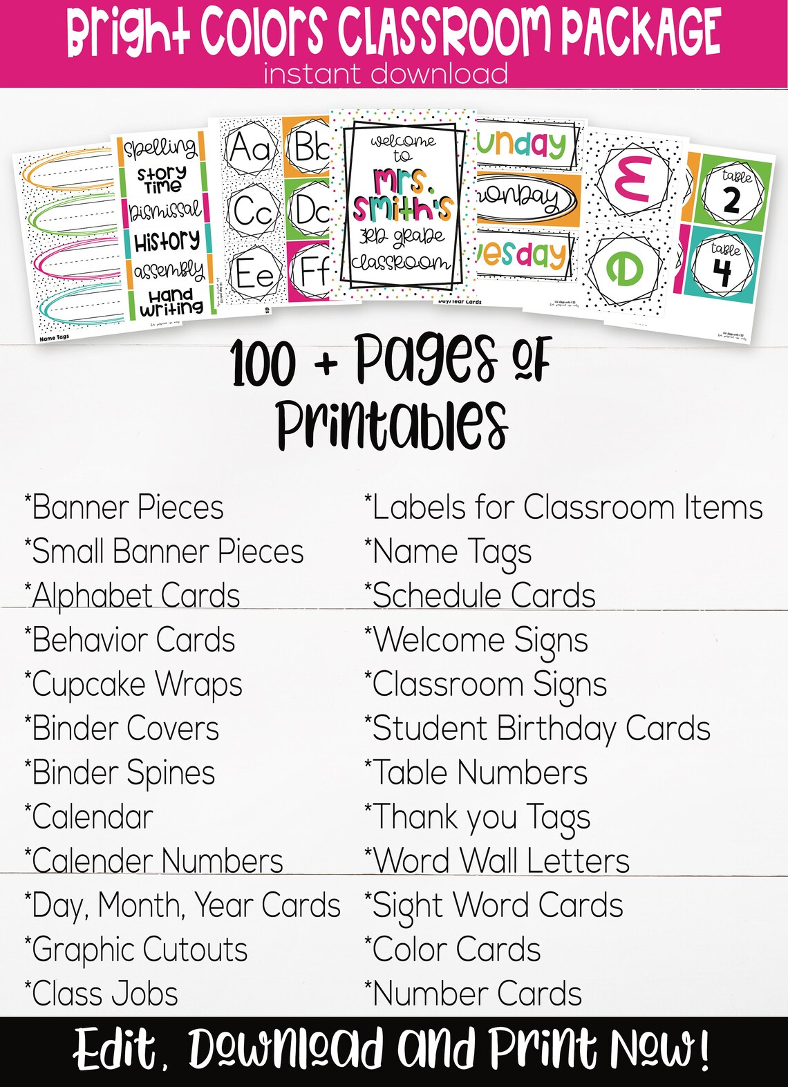 Bright Rainbow Colors Classroom Theme Supplies and Decorations, Teacher ...