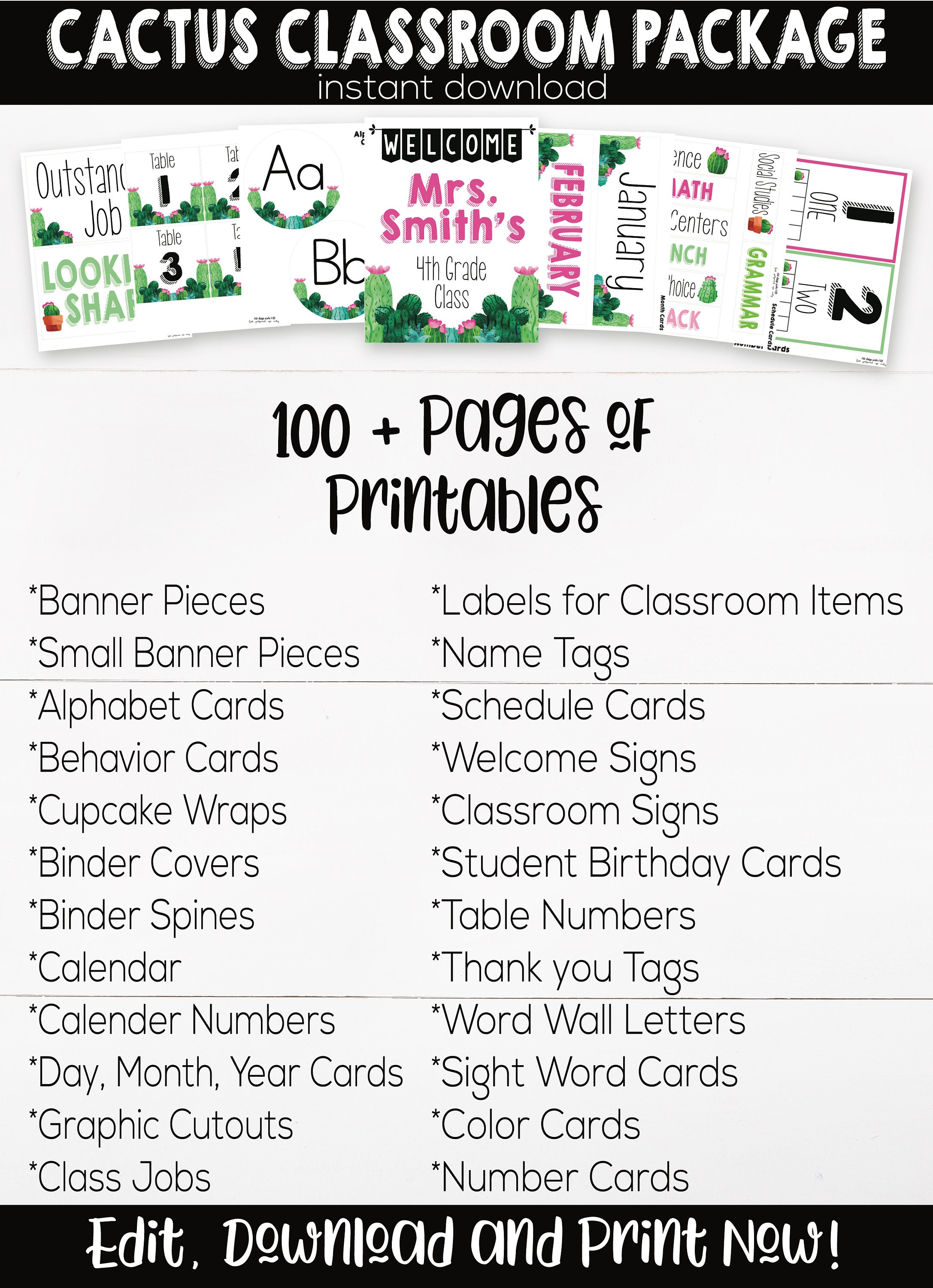 Cactus Classroom Theme Supplies and Decorations, Teacher Supply ...