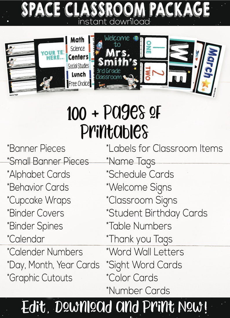 Outer Space Classroom Calendar Set Printable Space Theme - Etsy
