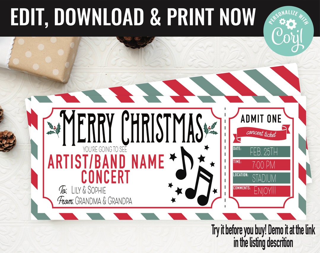 Christmas Concert Ticket Surprise Gift Voucher, Surprise Concert Show ...