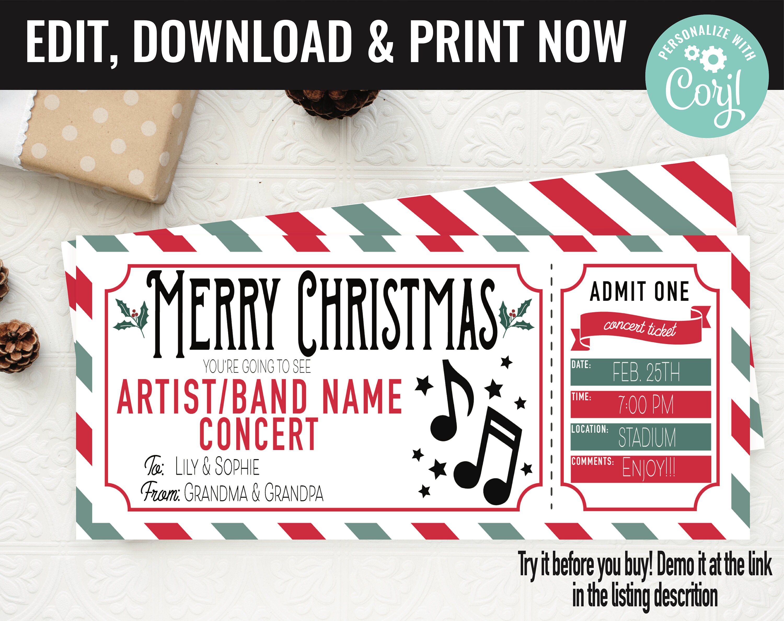 Show Band- Digital Download Surprise Concert Gift Voucher Certificate ...