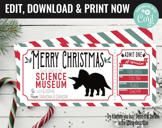 Science Museum Ticket Surprise Gift Voucher, Museum Surprise Trip Print ...