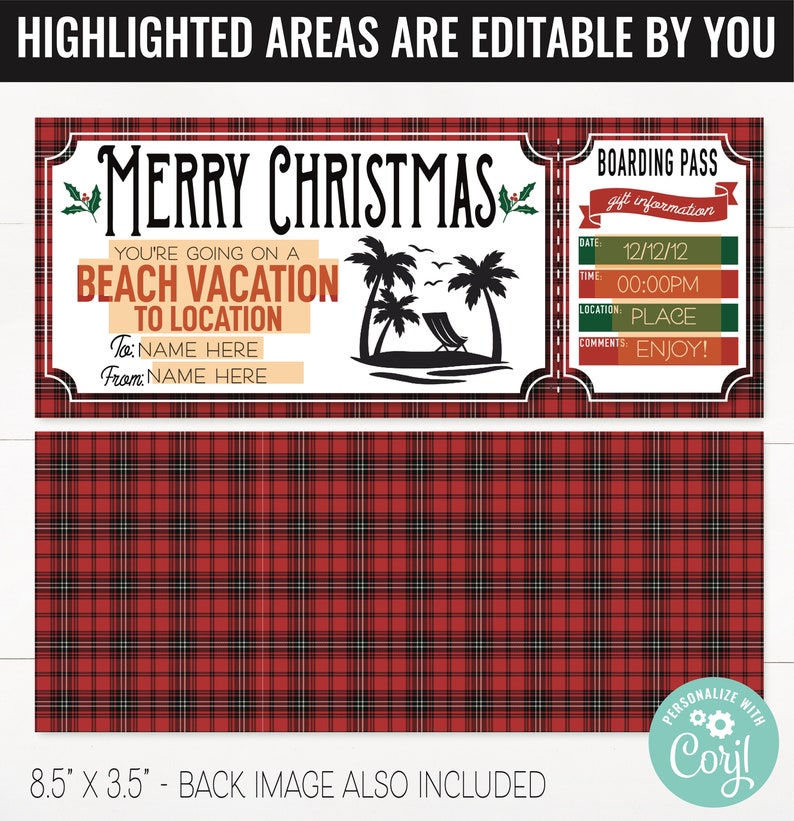 Beach Trip Ticket Surprise Gift Voucher, Beach Surprise Trip Printable ...