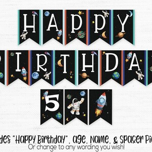 Outer Space Birthday Banner, Outer Space Birthday Party Decorations ...