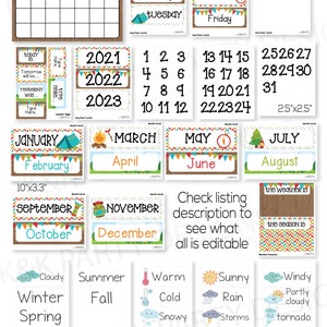 Camping Classroom Calendar Set Printable, Camping Forest Theme, Teacher ...