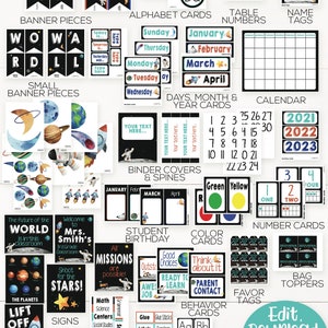 Outer Space Classroom Calendar Set Printable, Space Theme, Teacher ...