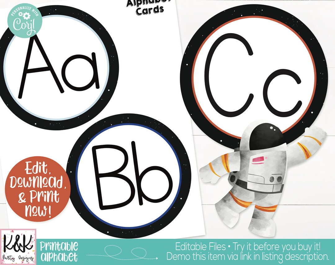 Space Theme Classroom Alphabet Banner Printable, Teacher Supply ...