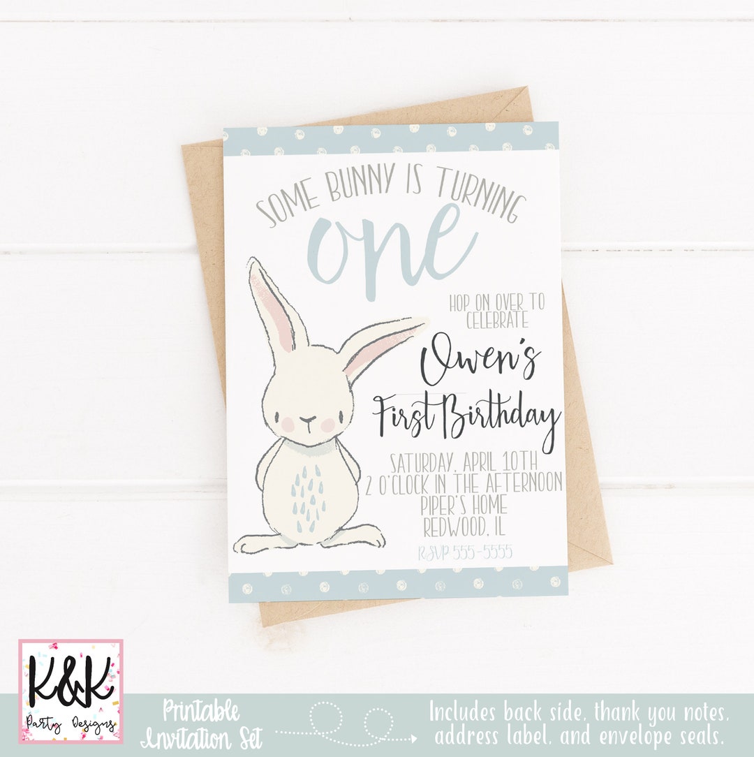 Bunny Birthday Party Invitation, Some Bunny is One, Spring Birthday ...
