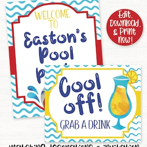 Pool Party Signs, Pool Party Welcome Signs, Pool Party Printable Signs ...