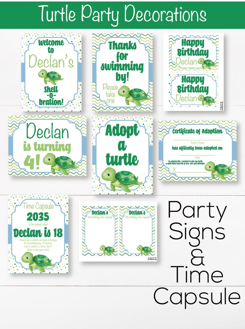 Turtle Birthday Party Decorations, Turtle Birthday Party Invitation ...