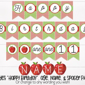 Apple Birthday Banner, Apple Birthday Party Decorations, Apple of Our ...
