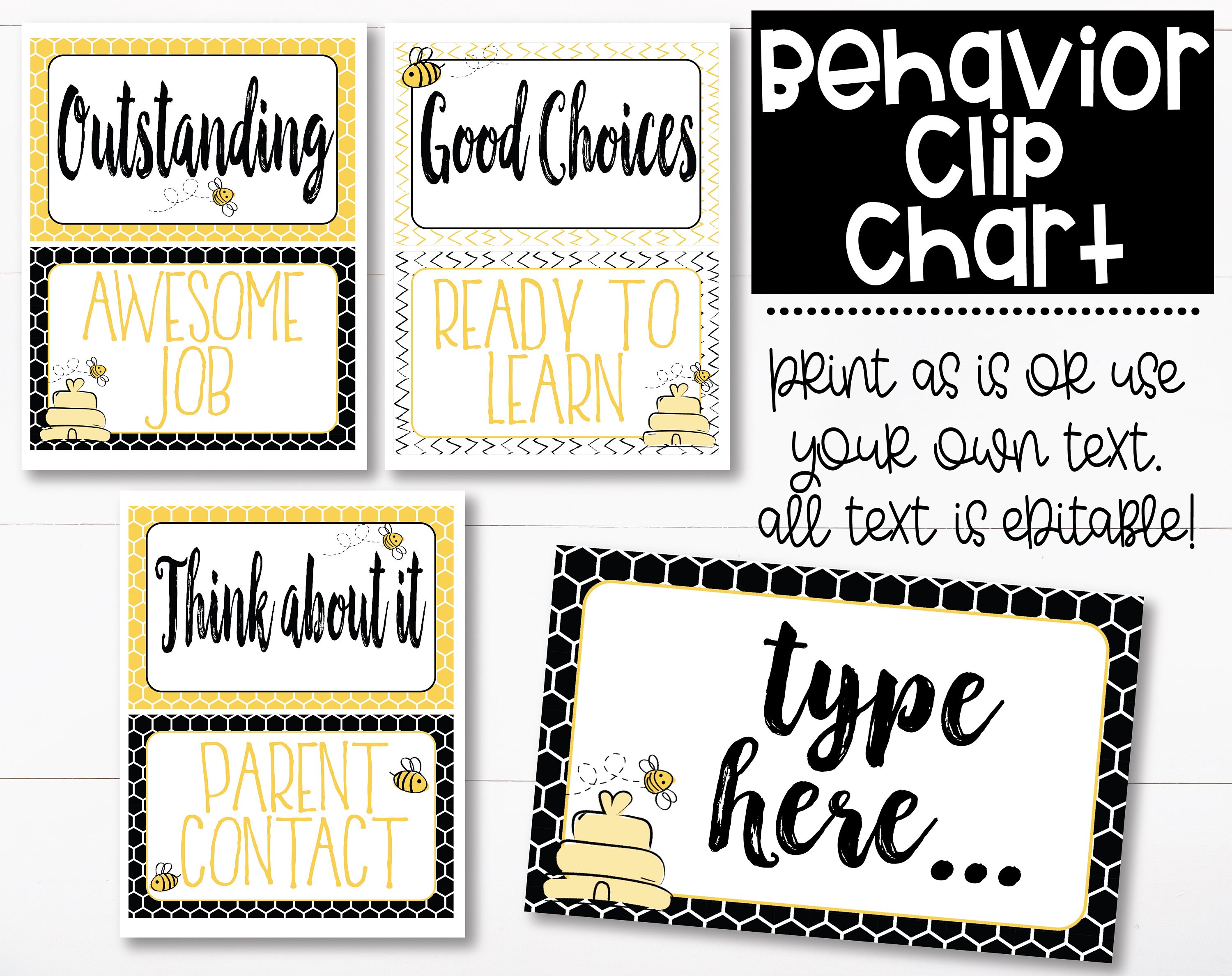 Bee Theme Classroom Editable Behavior Clip Chart Printable - Etsy Canada