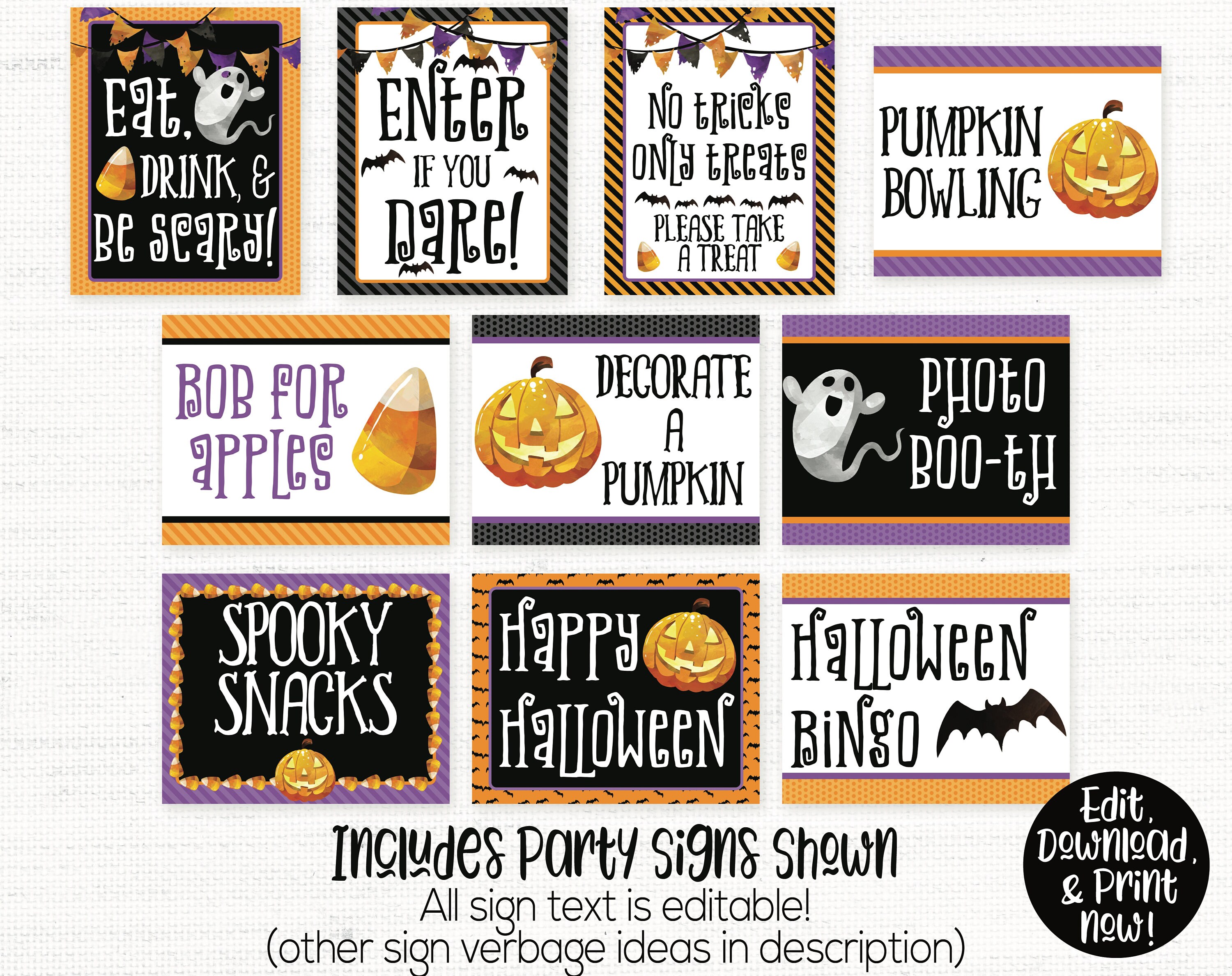 Halloween Party Signs Halloween Welcome Sign Eat Drink & Be | Etsy