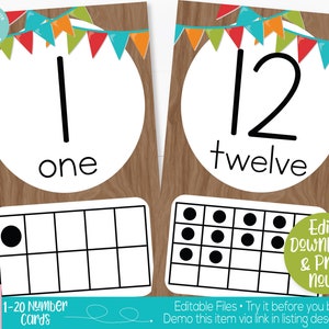 Camping Theme Classroom Editable Number Card Posters Printable, Teacher ...