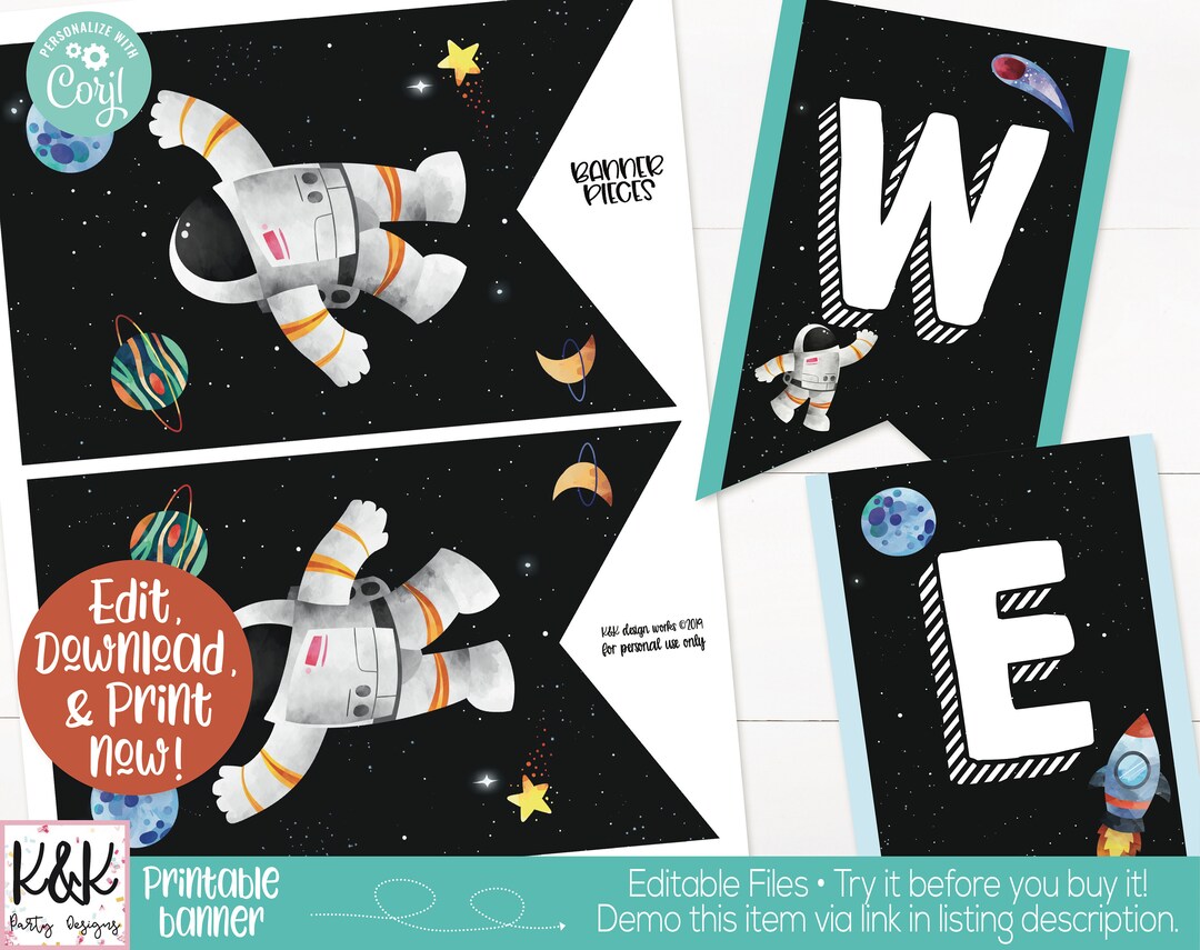 Outer Space Theme Classroom Banner Printable, Teacher Supply, Printable ...