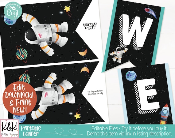 Outer Space Theme Classroom Banner Printable, Teacher Supply, Printable ...