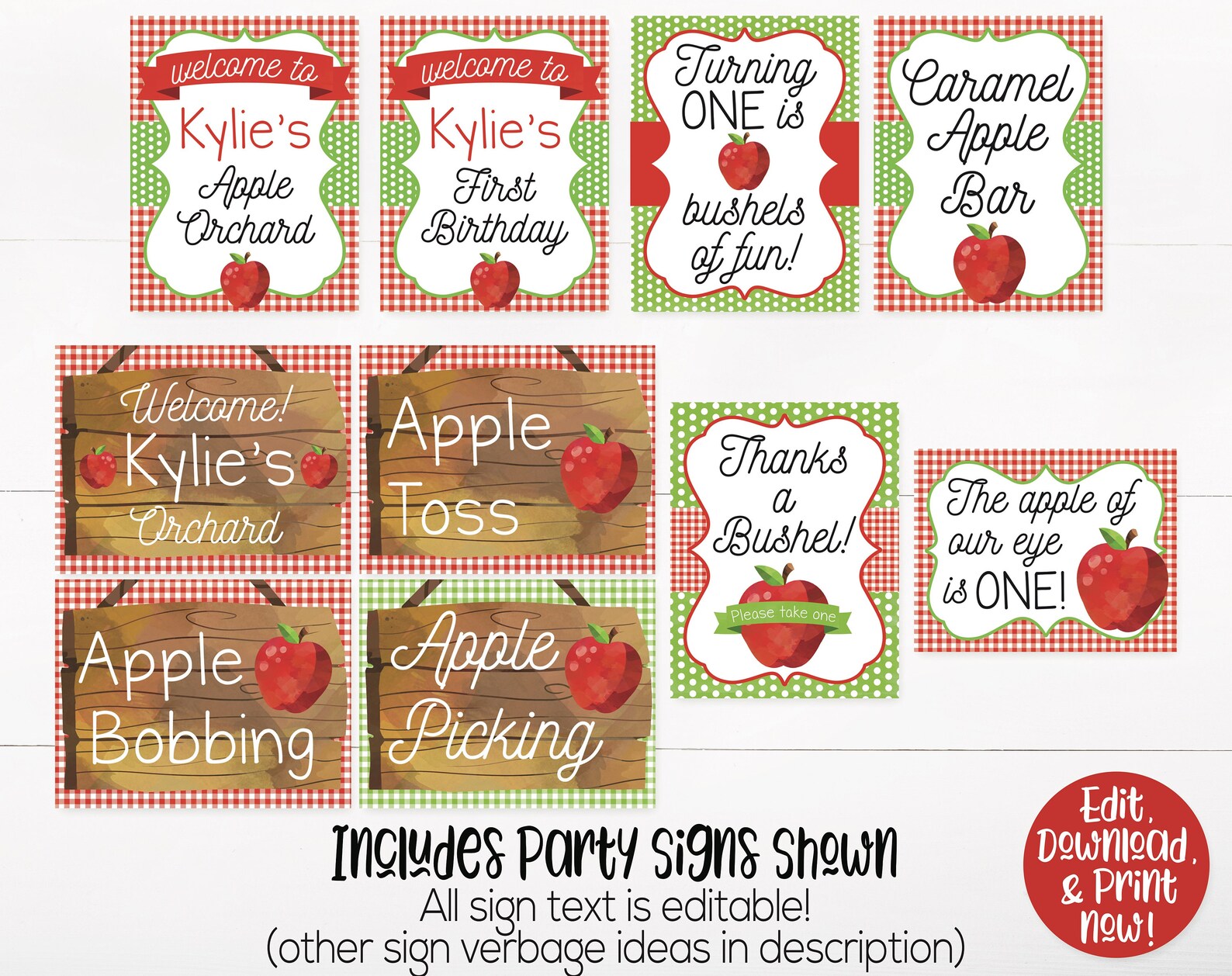 Apple Party Signs Apple Birthday Party Decorations Apple | Etsy